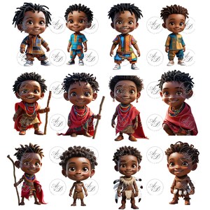 African Kids Black Children Clipart Bundle Cute PNG Illustration for ...