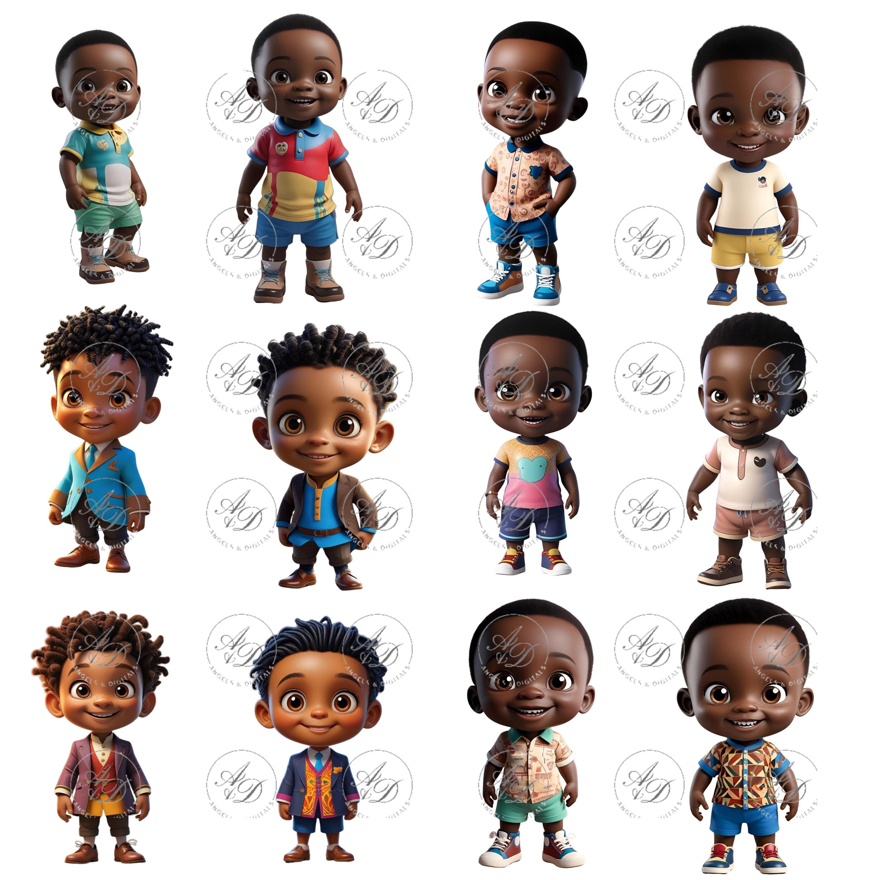 African Kids Black Children Clipart Bundle Cute PNG Illustration for ...