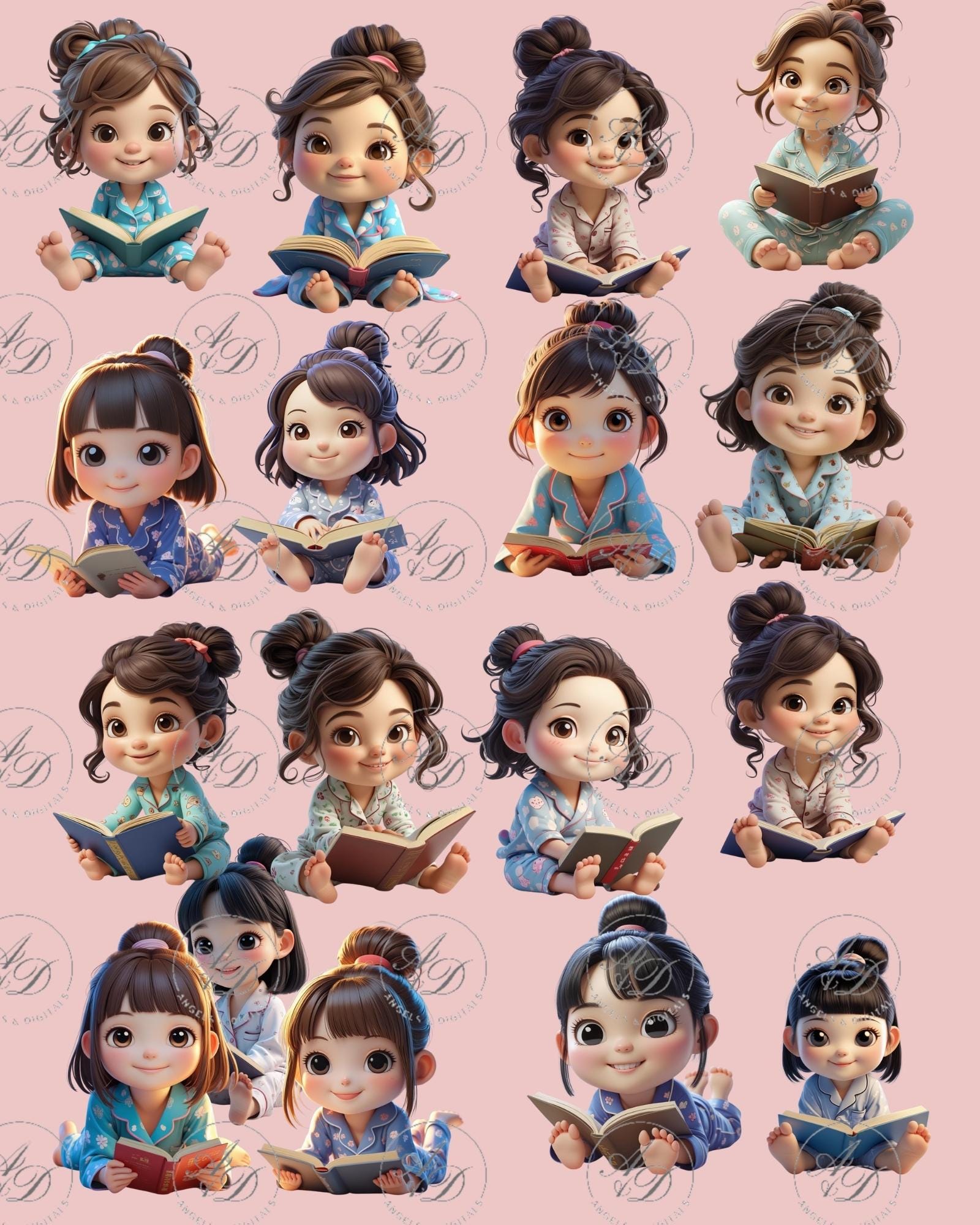 Girls Pajama Party Clipart PNG Sleepover Slumber Party Graphics Cute ...