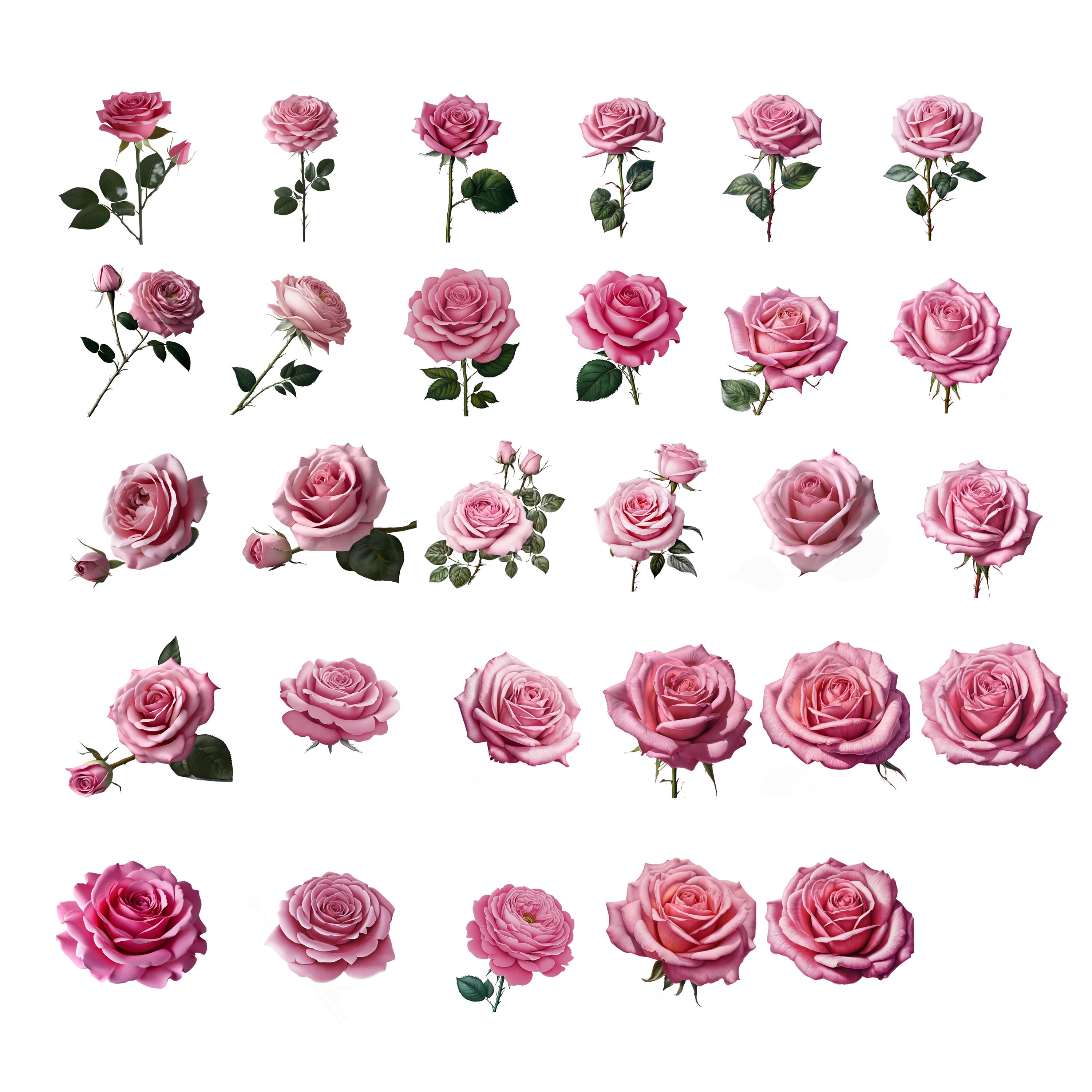 Elegant Pink Roses Clipart Collection – DIGITAL Floral Borders ...