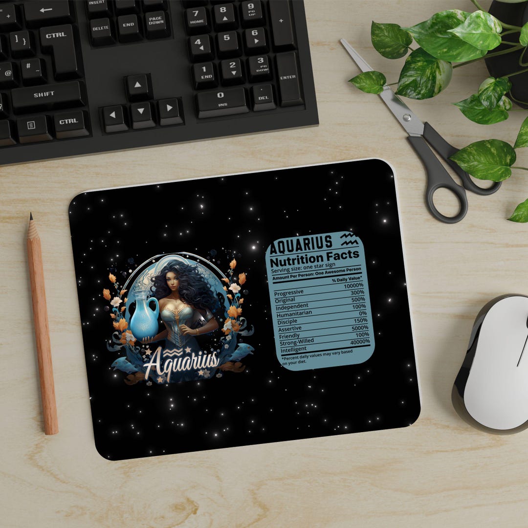 Aquarius Gaming Mouse Pad, Zodiac Decor, Astrology Gift, Personalized ...