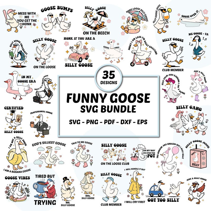 Silly. Goose Clipart - Etsy