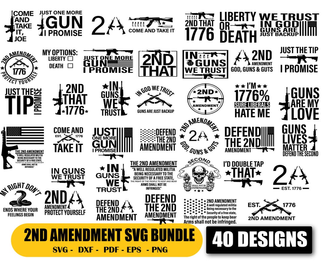 2nd Amendment SVG Bundle | Patriotic Gun Rights Designs | Tattered Flag ...