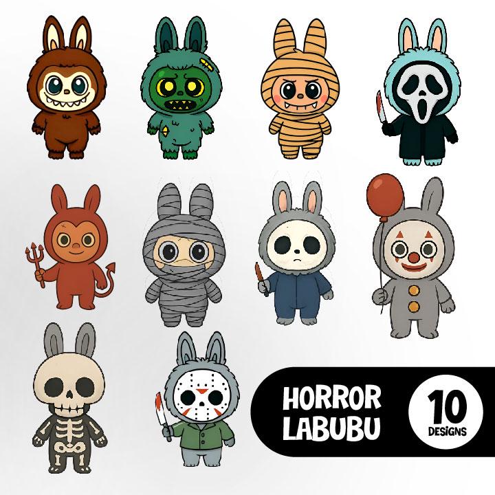 10+ Horror Labubu PNG Bundle, Halloween PNG SVG, Killers Chibi Style ...