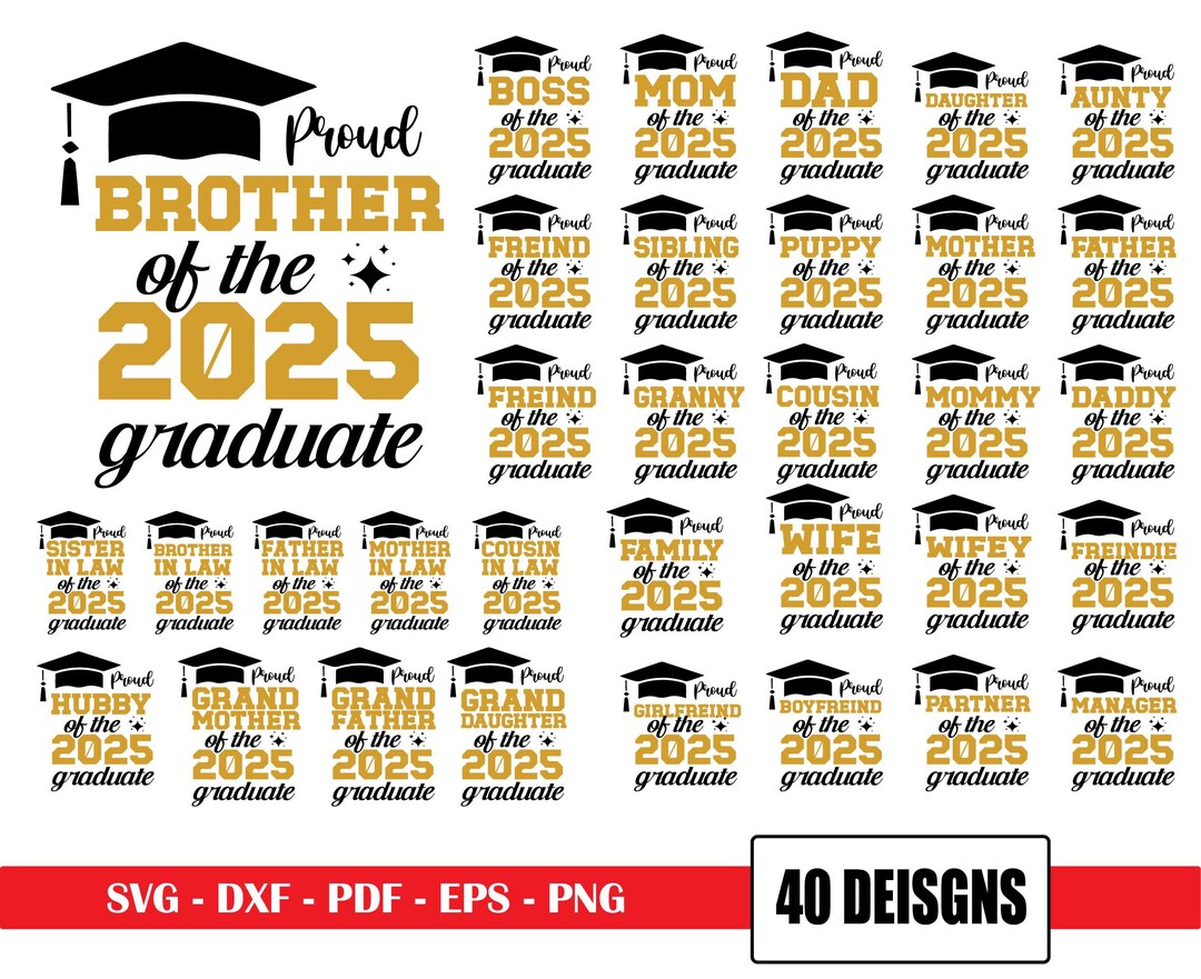 2025 Graduate SVG Bundle: Proud Family Designs (digital Download, 40 ...