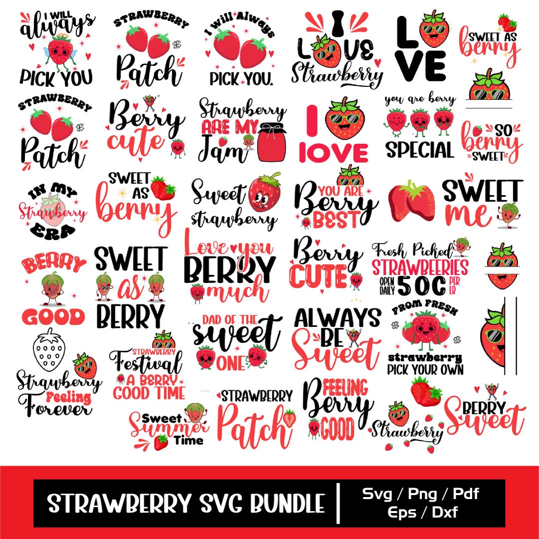 Strawberry Svg Bundle, Strawberry Png, Strawberry Clipart, Strawberry ...