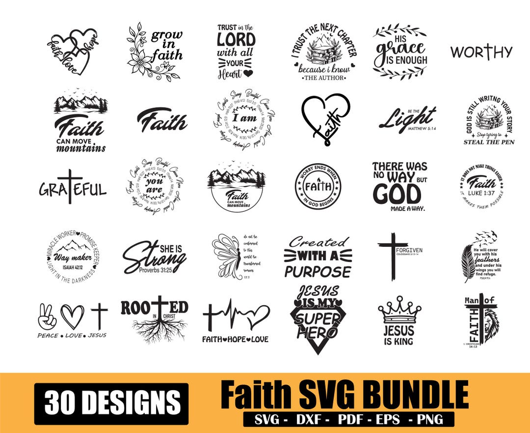 Christian SVG Bundle, Religious PNG Cut Files, Faith-based Sayings for ...