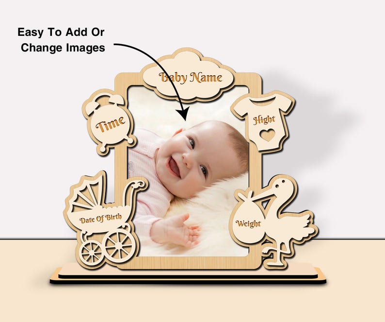 Personalized Baby Photo Frame SVG | Birth Stat Frame | Laser Cut Files ...