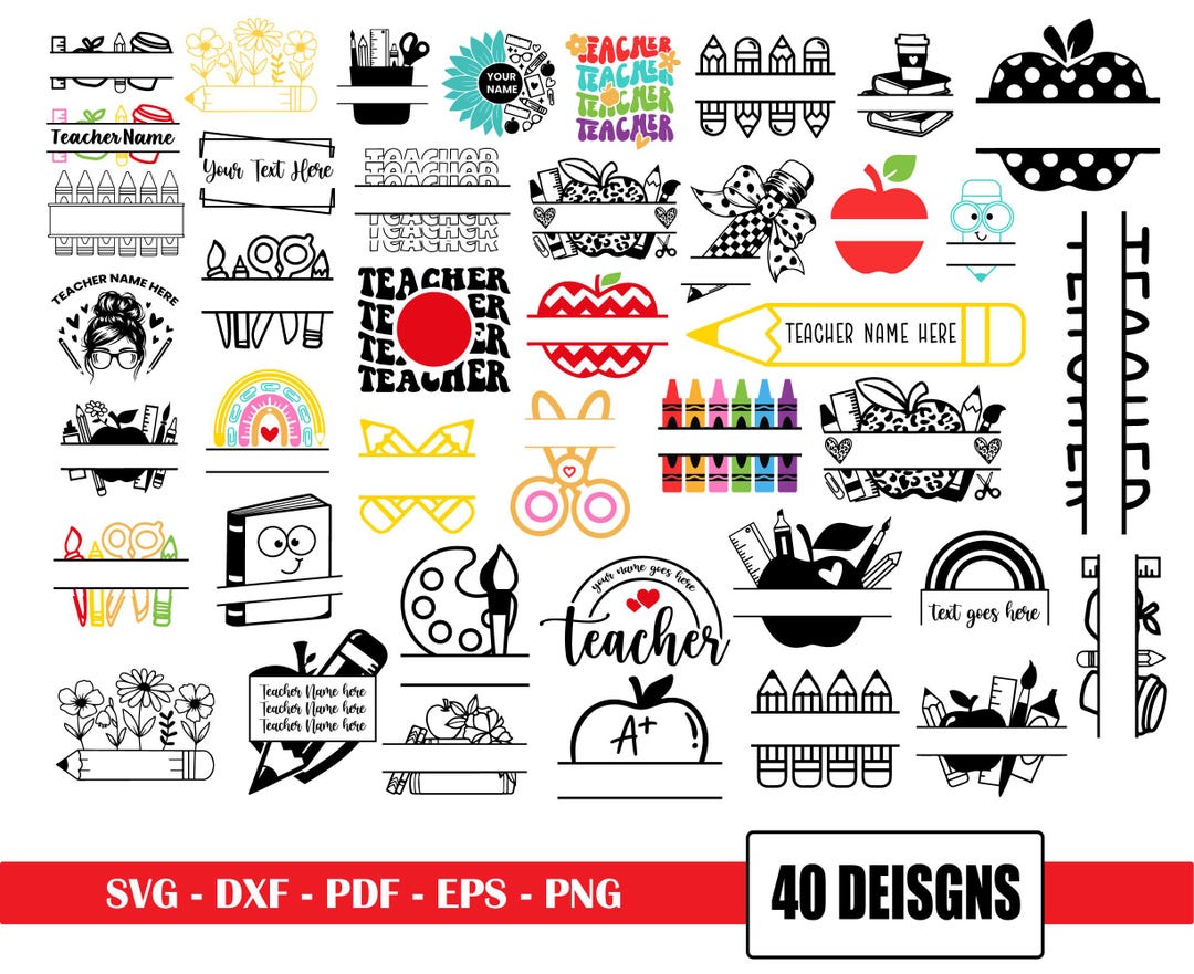 Teacher Monogram SVG Bundle: 40 School Designs (digital Download) - Etsy