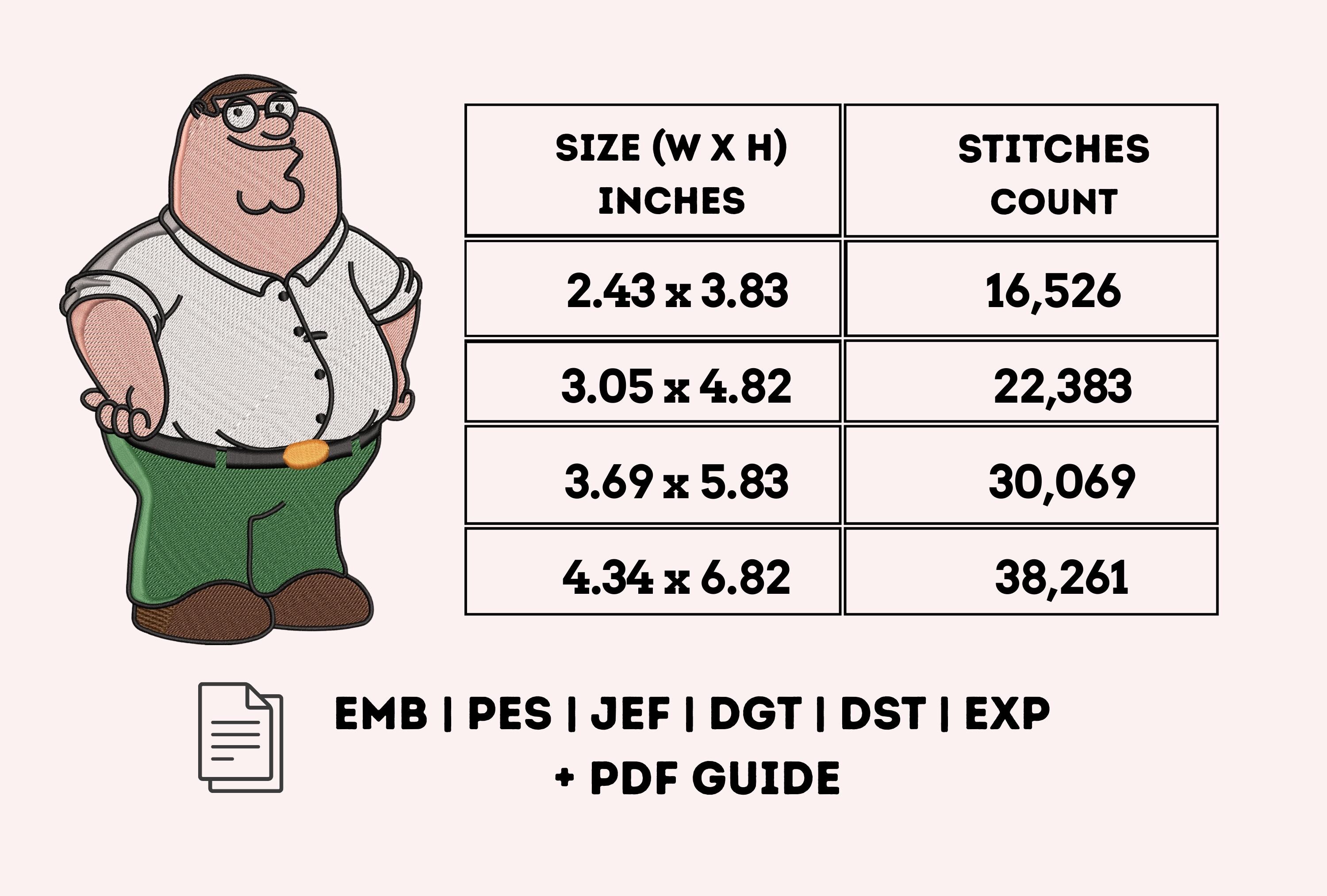 Peter Griffin Embroidery Design - Cartoon Family Guy Machine File ...