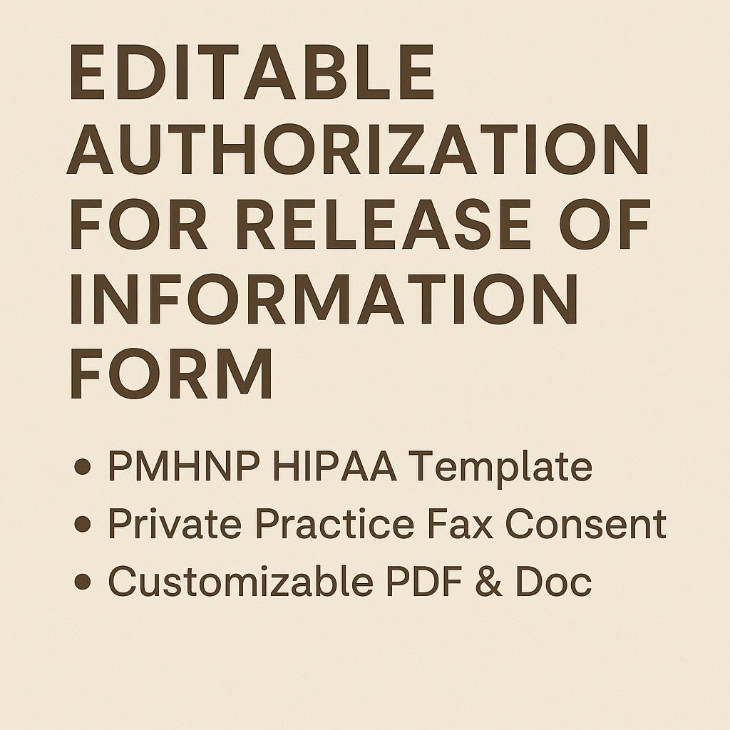 Editable Authorization for Release of Information Form | PMHNP HIPAA ...