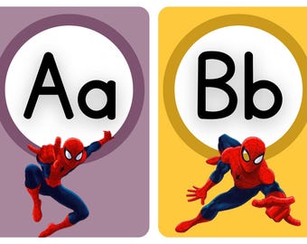 ABC Flash Card Spiderman - Etsy