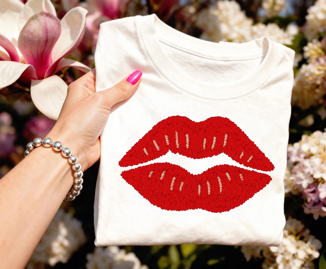 Self Love Valentine PNG, Yarn Latch Hook Lip Graphic, Crochet Valentine ...