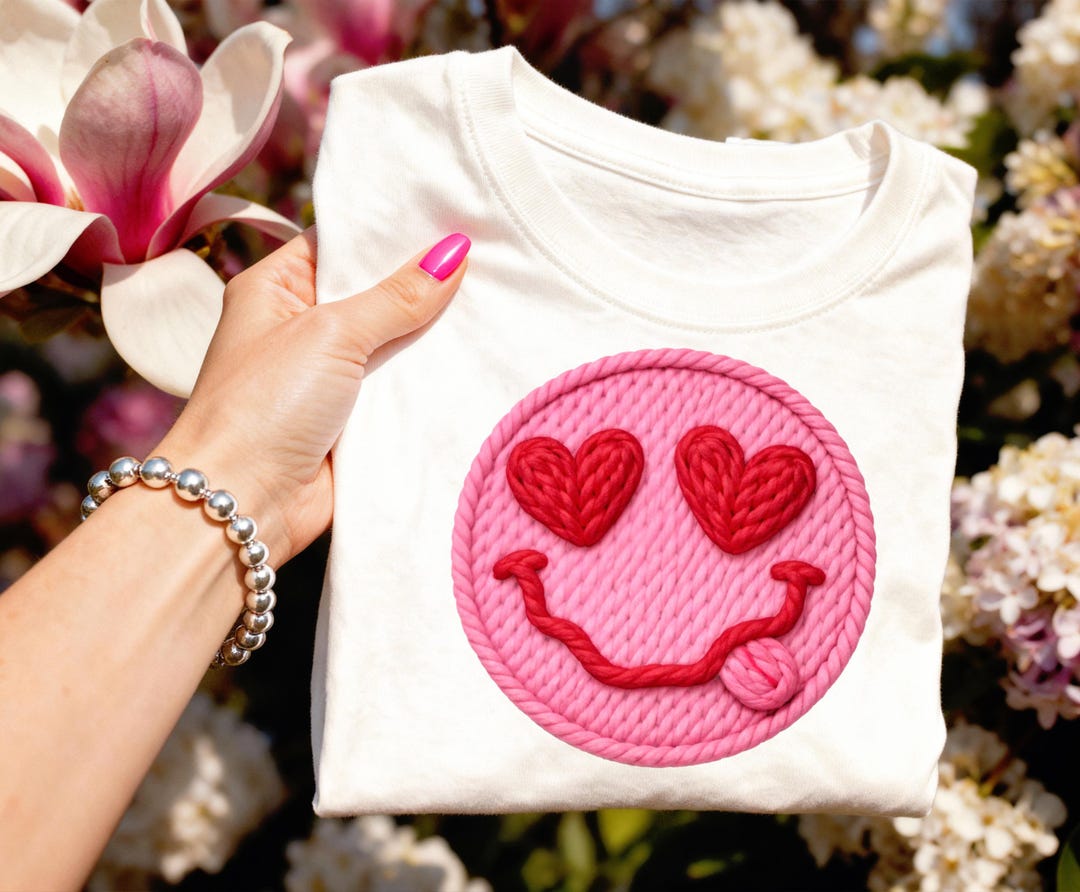 Smiley Face Valentine Heart Png, Faux Yarn Png, Latch Hook Yarn Heart ...