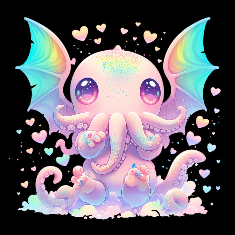 10 PNG Cute Chibi Cthulhus – Kawaii Lovecraftian Clipart, Cartoon ...