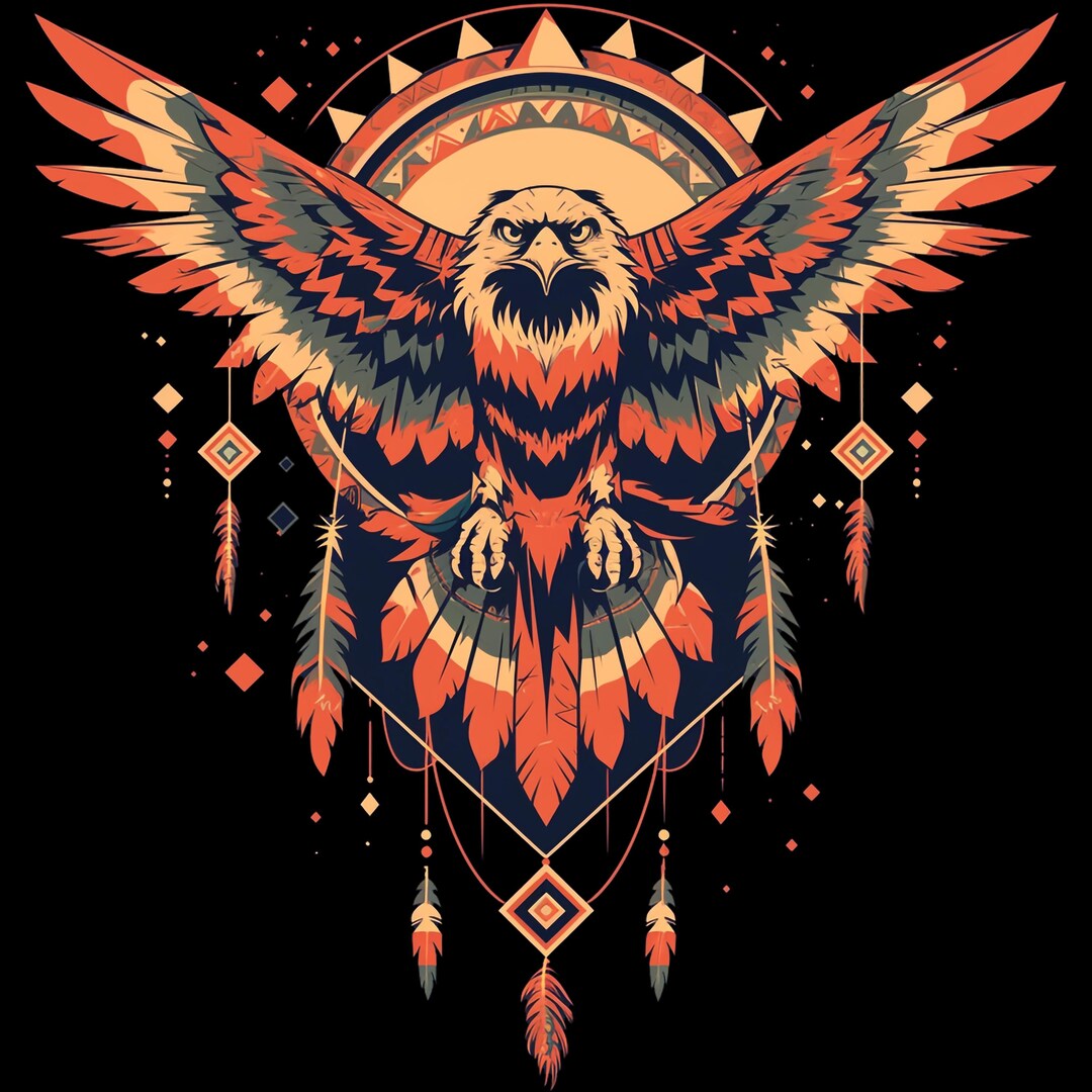 Bohemian Eagle Clipart Set, 8 PNG Files, Spiritual Boho Eagle Art for ...