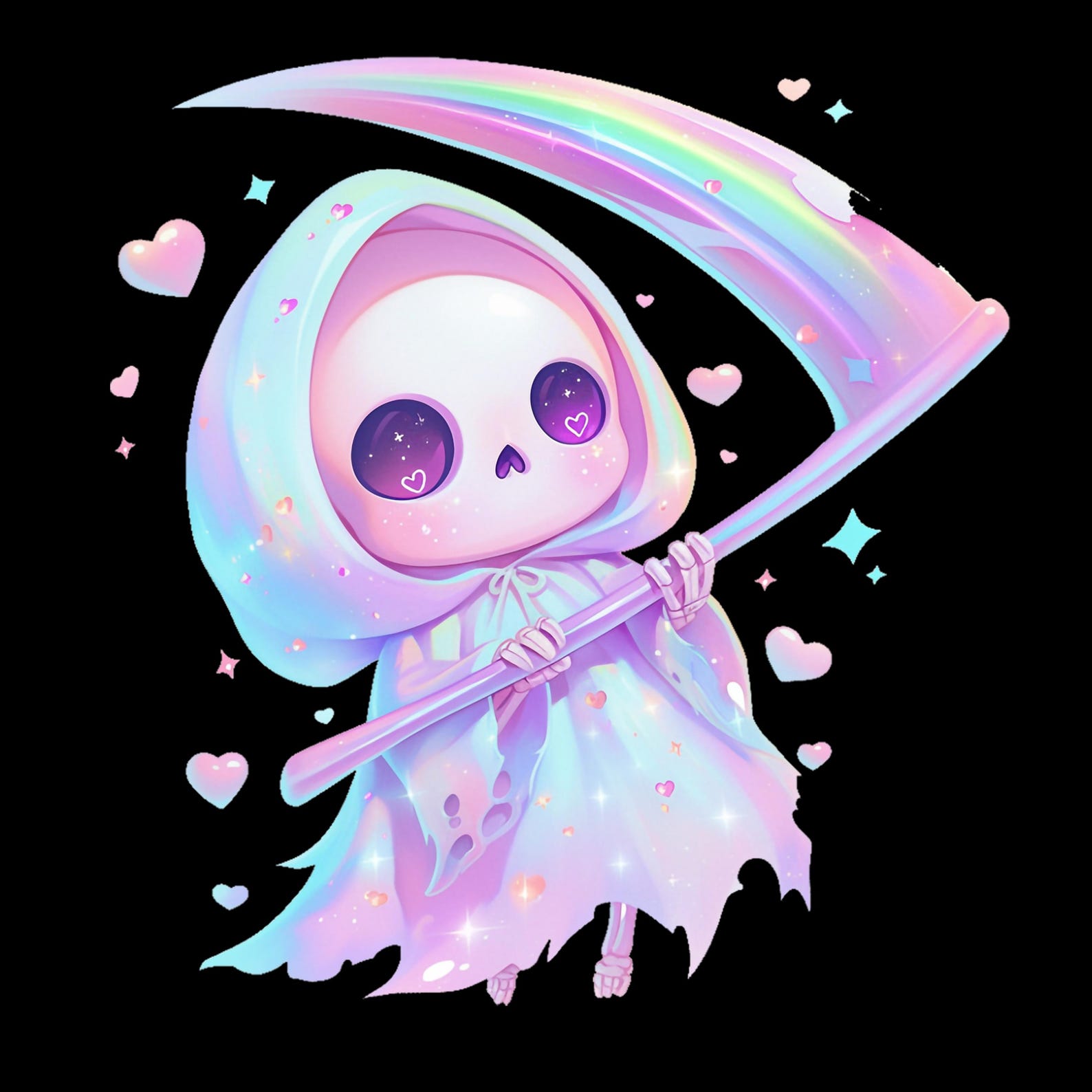 10 Cute Chibi Grim Reaper Pngs – Kawaii Spooky Skull Clipart for ...