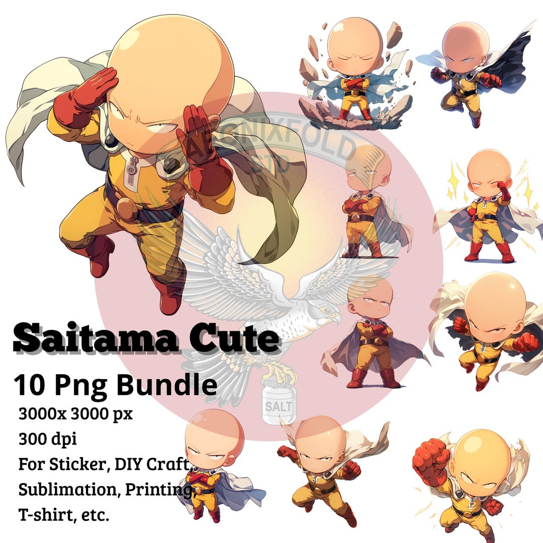 Saitama Cute PNG Bundle | 10 Digital Anime Files | 3000x3000 Px | for ...