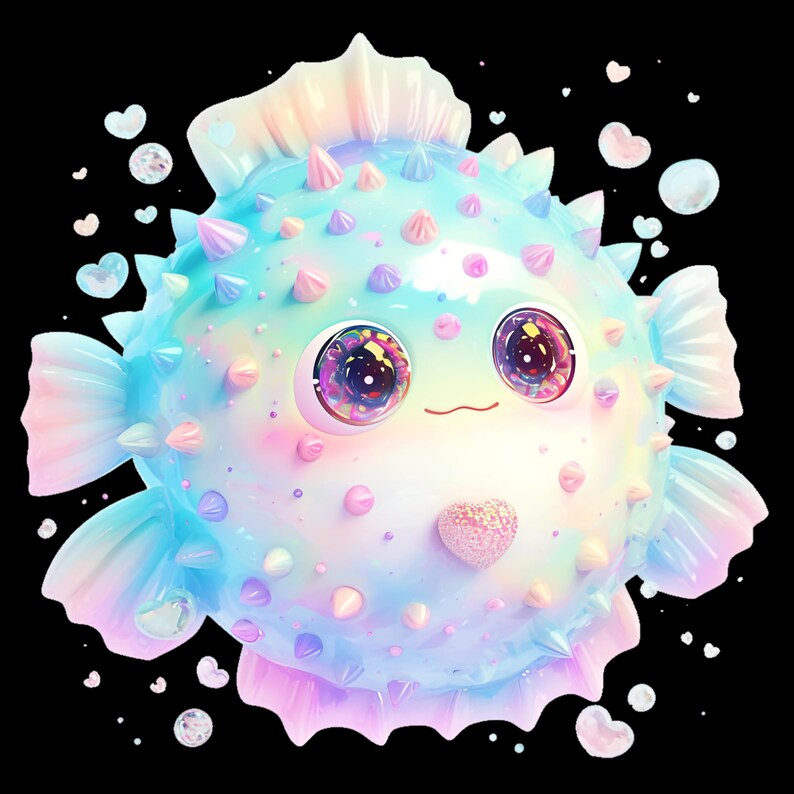 Cute Chibi Pufferfish Clipart Bundle | 10 PNG Sea Animal Images for ...