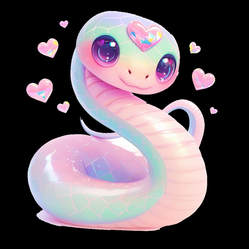 Cute Chibi Snake Clipart | 10 PNG Bundle for Sublimation, Printing ...