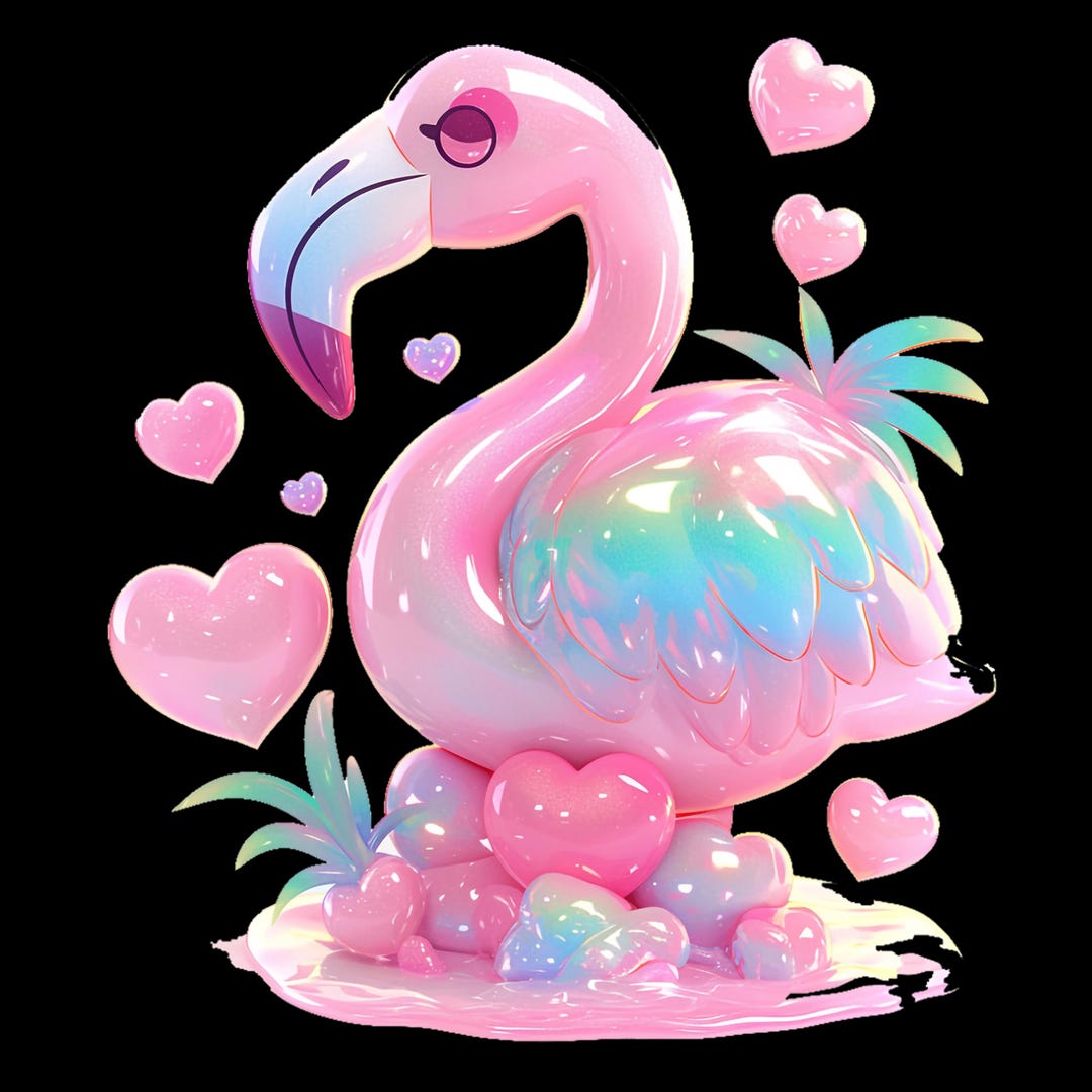 Chibi Flamingo Clipart Bundle – 10 PNG Files, Cute Tropical Bird ...