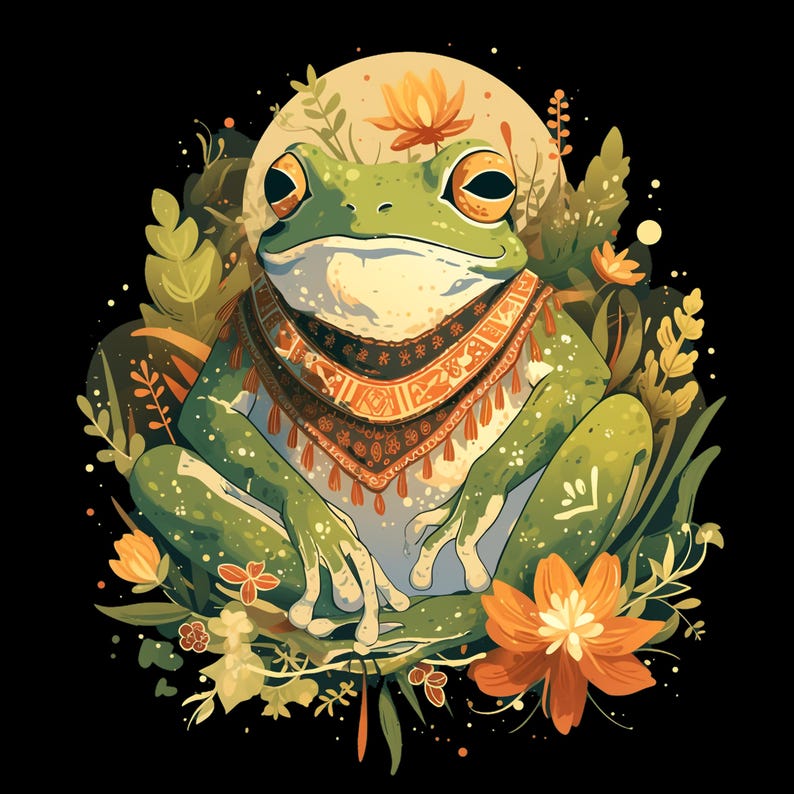 10 Boho Frog PNG Files, Whimsical Frog Art Bundle for Cricut ...
