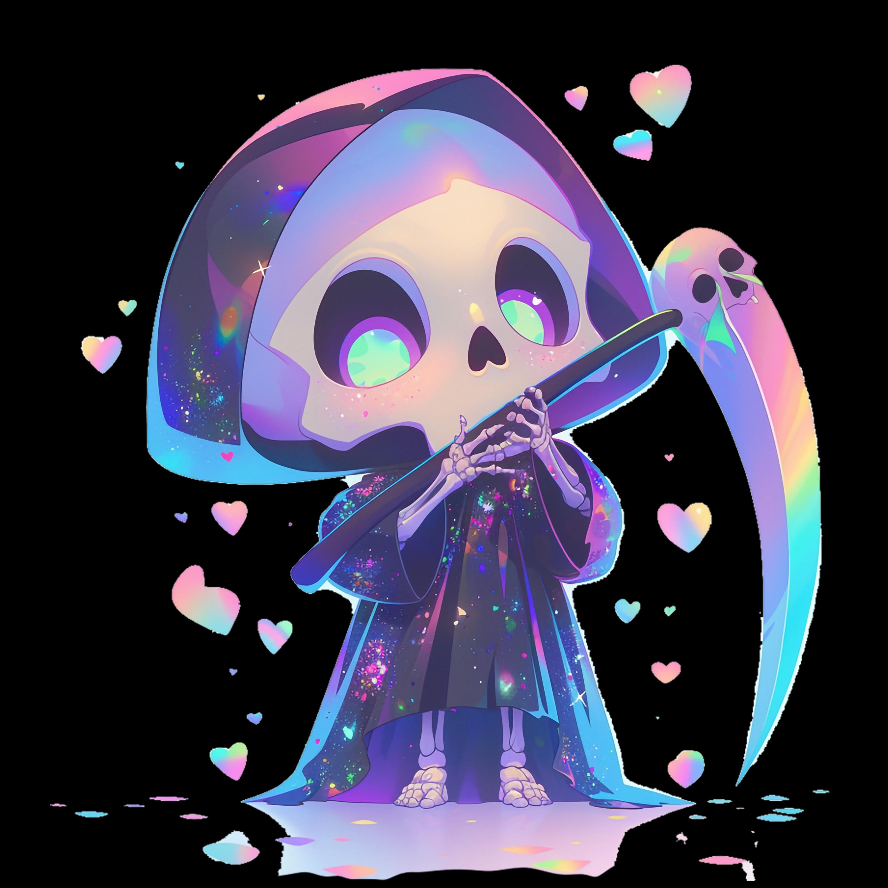 10 Cute Chibi Grim Reaper Pngs – Kawaii Spooky Skull Clipart for ...