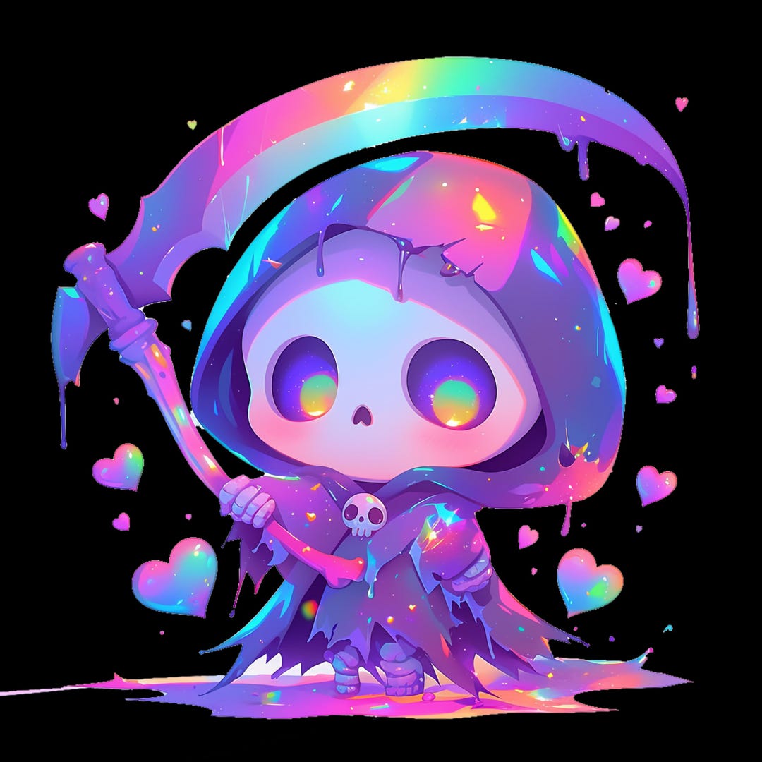10 Cute Chibi Grim Reaper Pngs – Kawaii Spooky Skull Clipart for ...