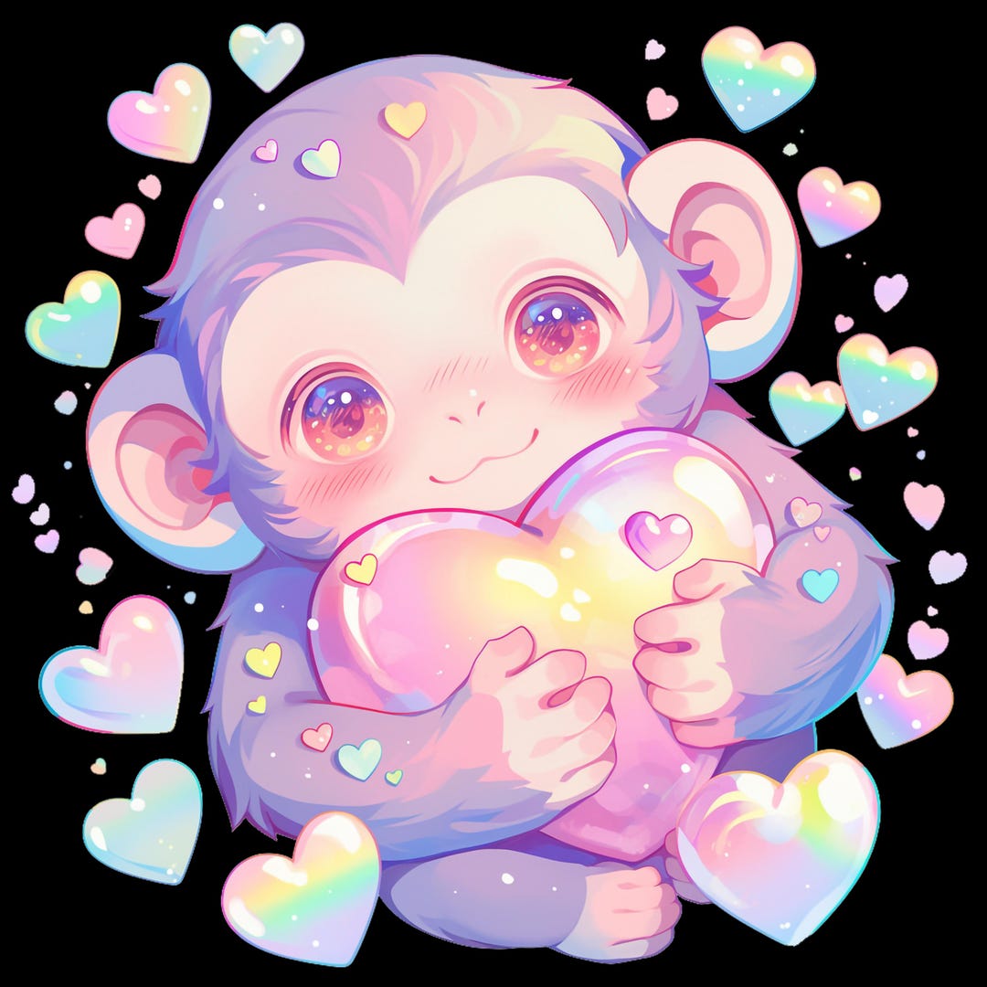 Cute Chibi Chimpanzee PNG Bundle – 10 PNG Adorable Kawaii Chimp Clipart ...