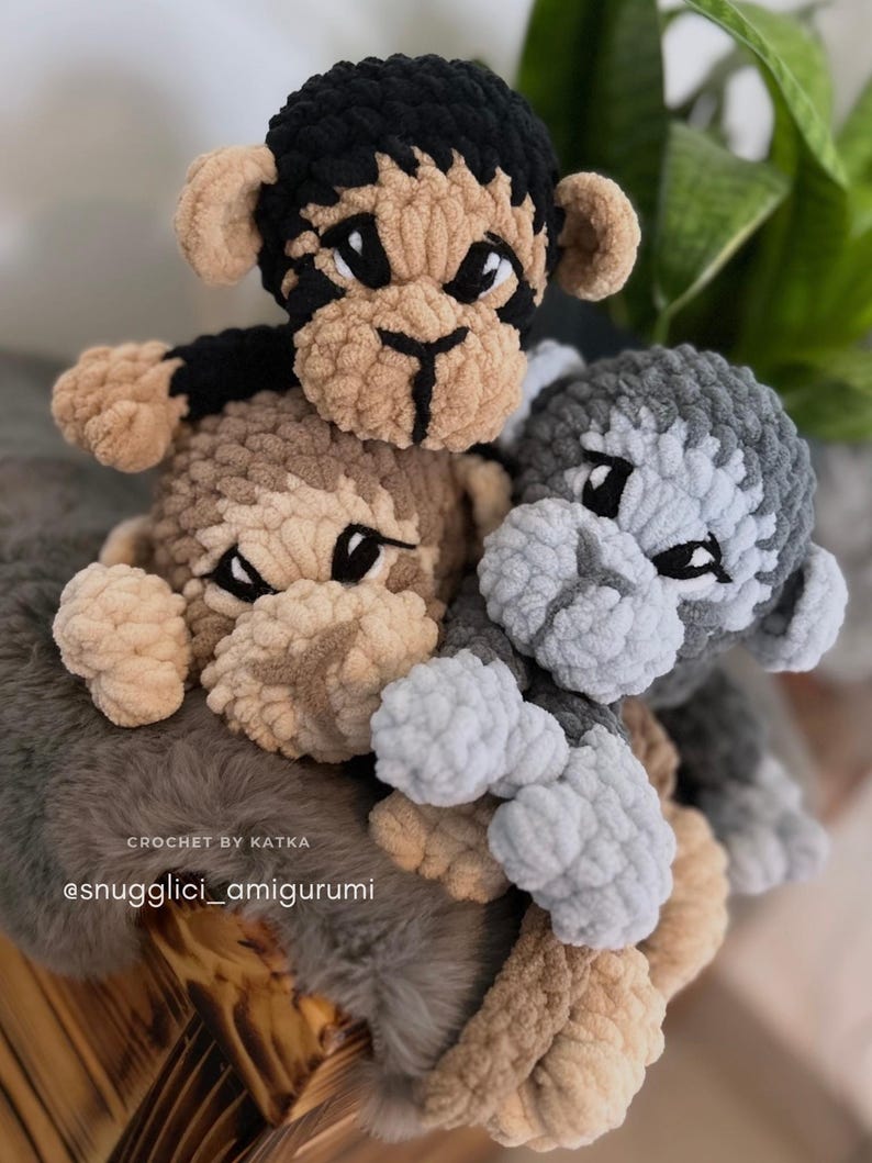 Monkey Snuggler Crochet Pattern PDF | Plush Monkey Amigurumi | Low Sew ...