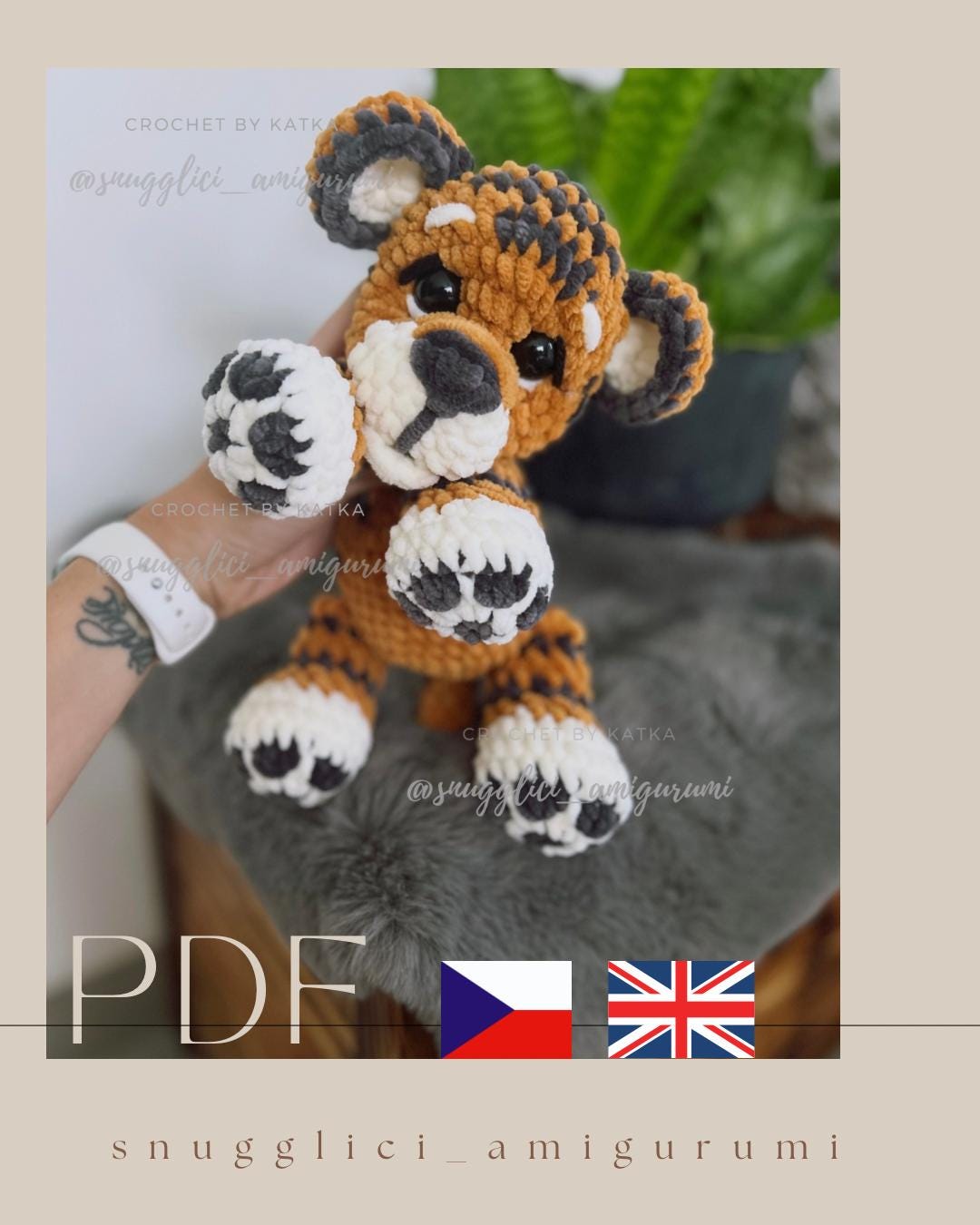 Crochet Tiger Cub Pattern PDF | Amigurumi Animal | Velvet Yarn Plushie ...