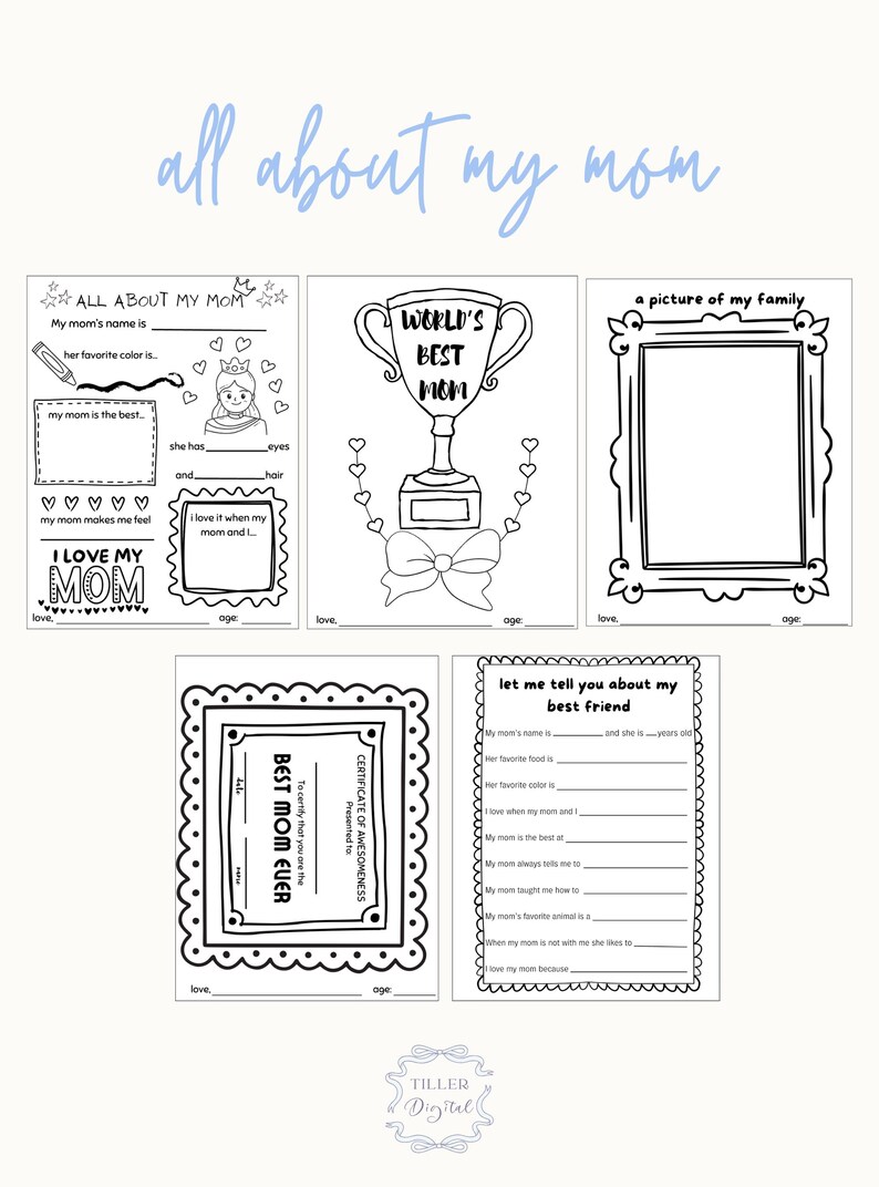 All About My Mom Mother’s Day Printable – Kids Activity Worksheet ...