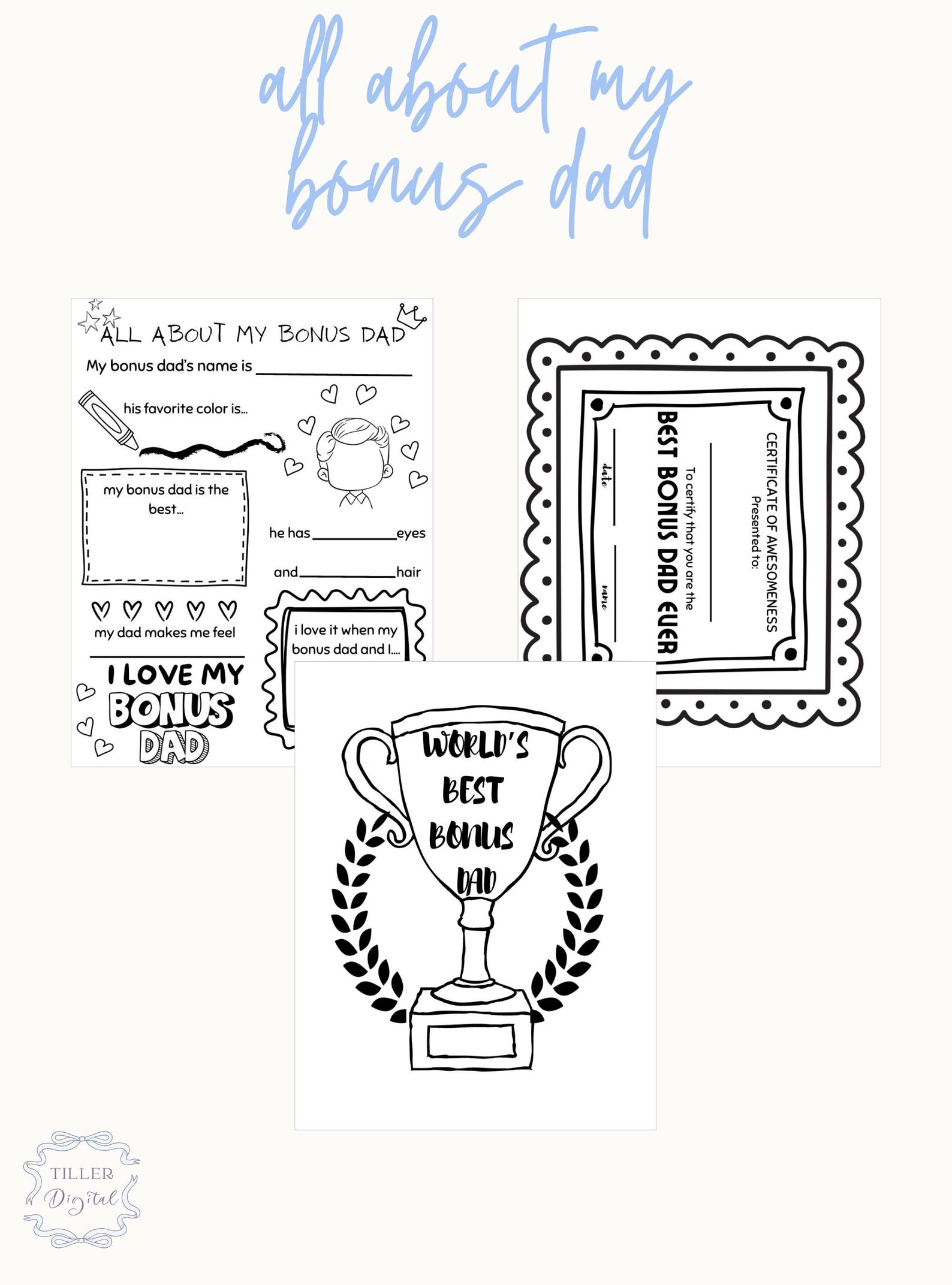 Father’s Day Printable for Bonus Dad – All About My Stepdad Activity ...