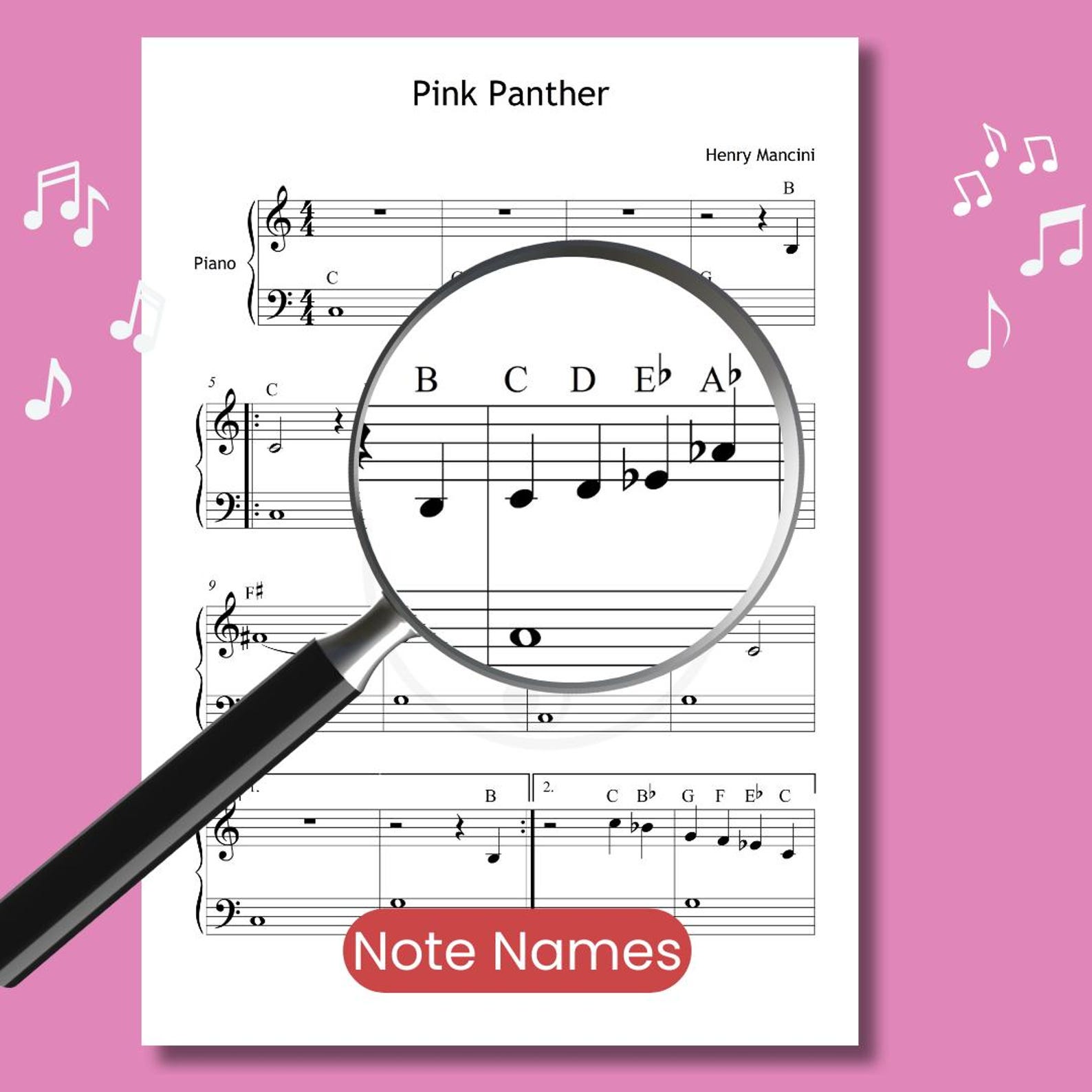 Pink Panther - Grade 1 Piano Sheet PDF for Teachers and Learners ...