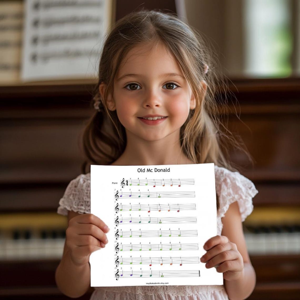 Old Macdonald Had a Farm - Grade 0 Very Easy Color-coded Piano Sheet ...