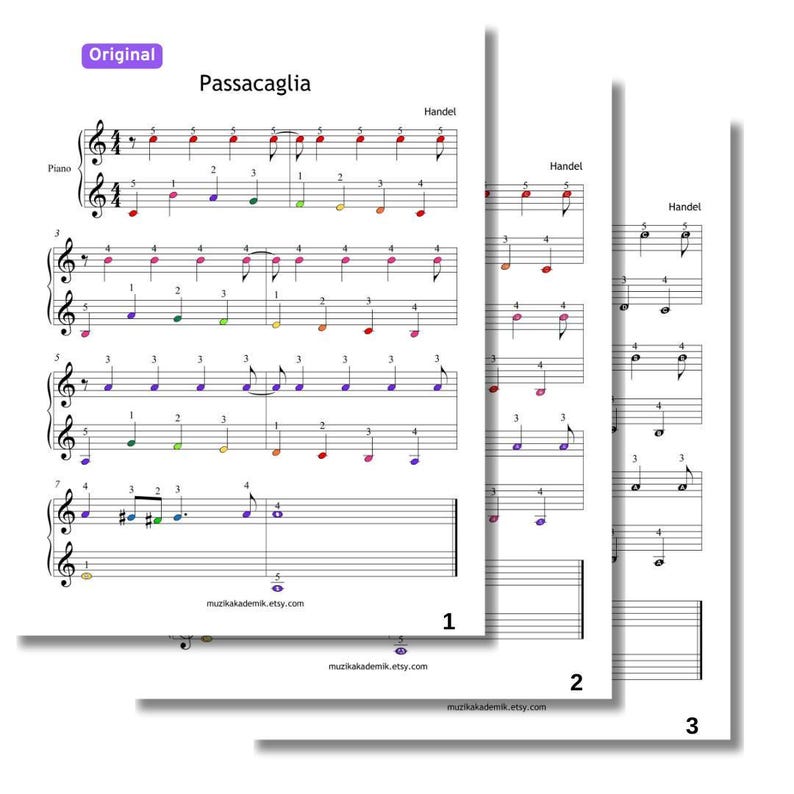 Passacaglia - Easy Piano Sheet Music for Beginners | Grade 1 | Digital ...