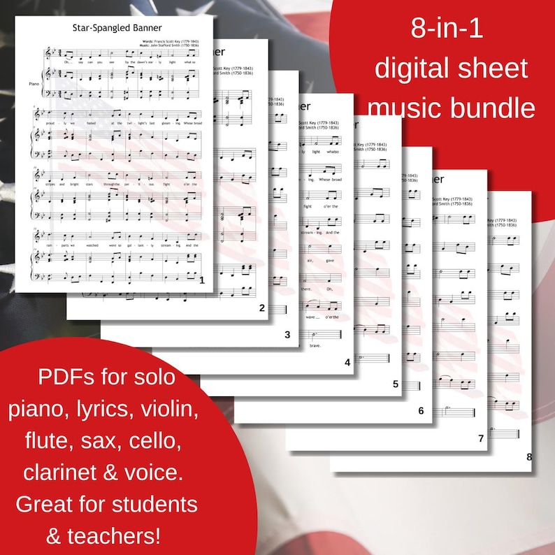 Star-spangled Banner Sheet Music - Easy Piano With Vocal and ...
