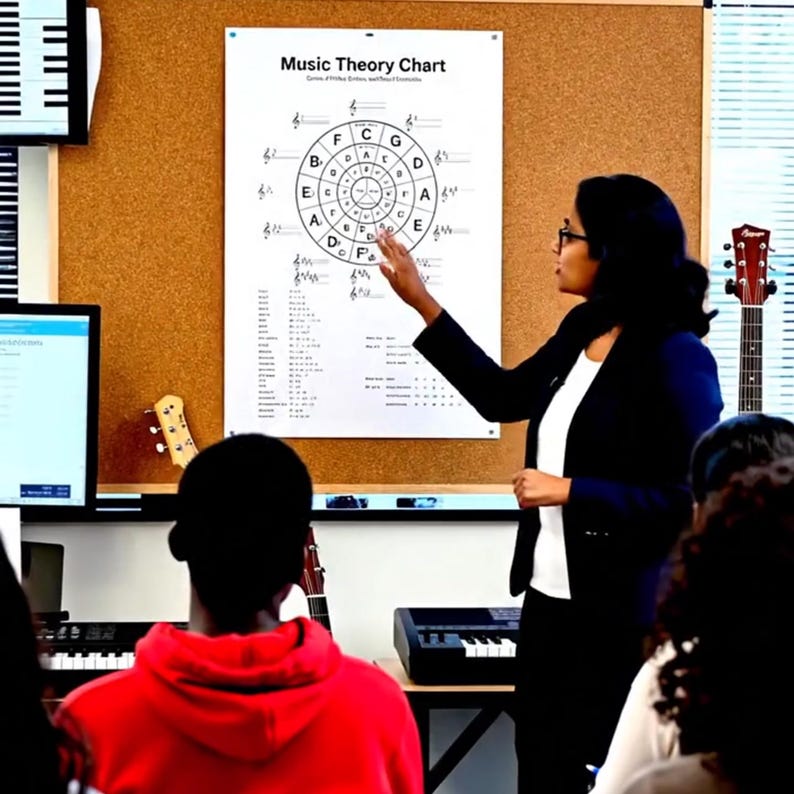 Music Theory Wall Chart for Piano Teachers – Circle of Fifths and Chord ...