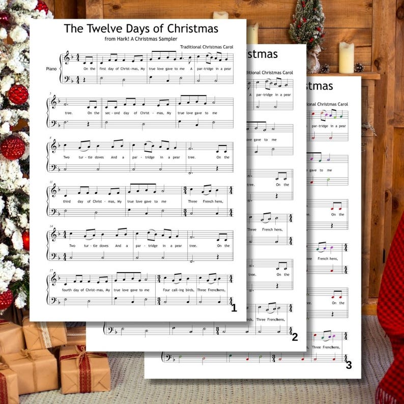 The Twelve Days of Christmas – Grade 2 Simplified Piano Sheet With ...