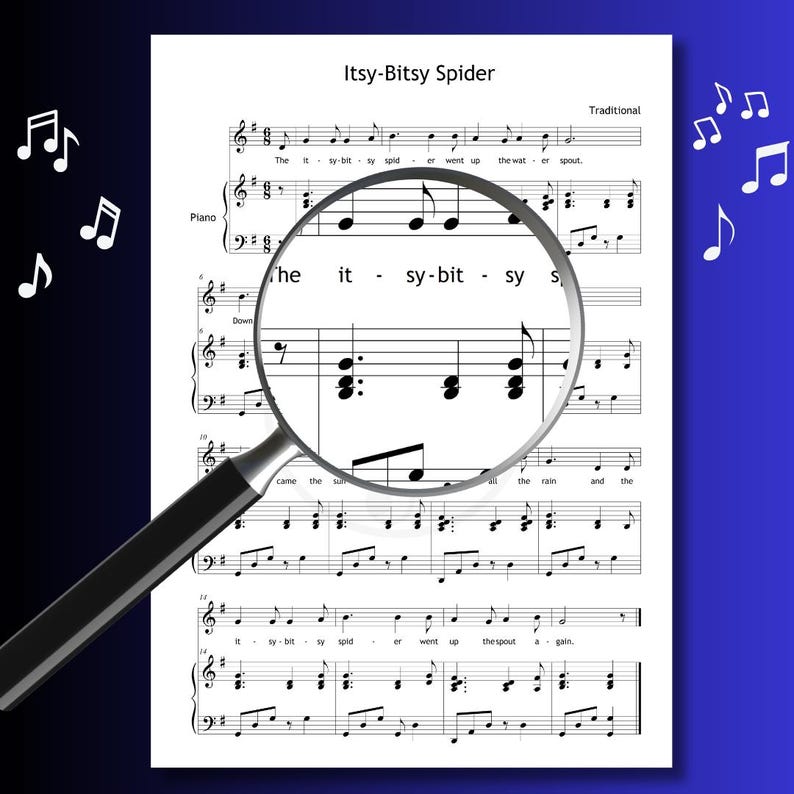Itsy Bitsy Spider Music Pack | Piano, Voice, (flute, Violin, Clarinet ...
