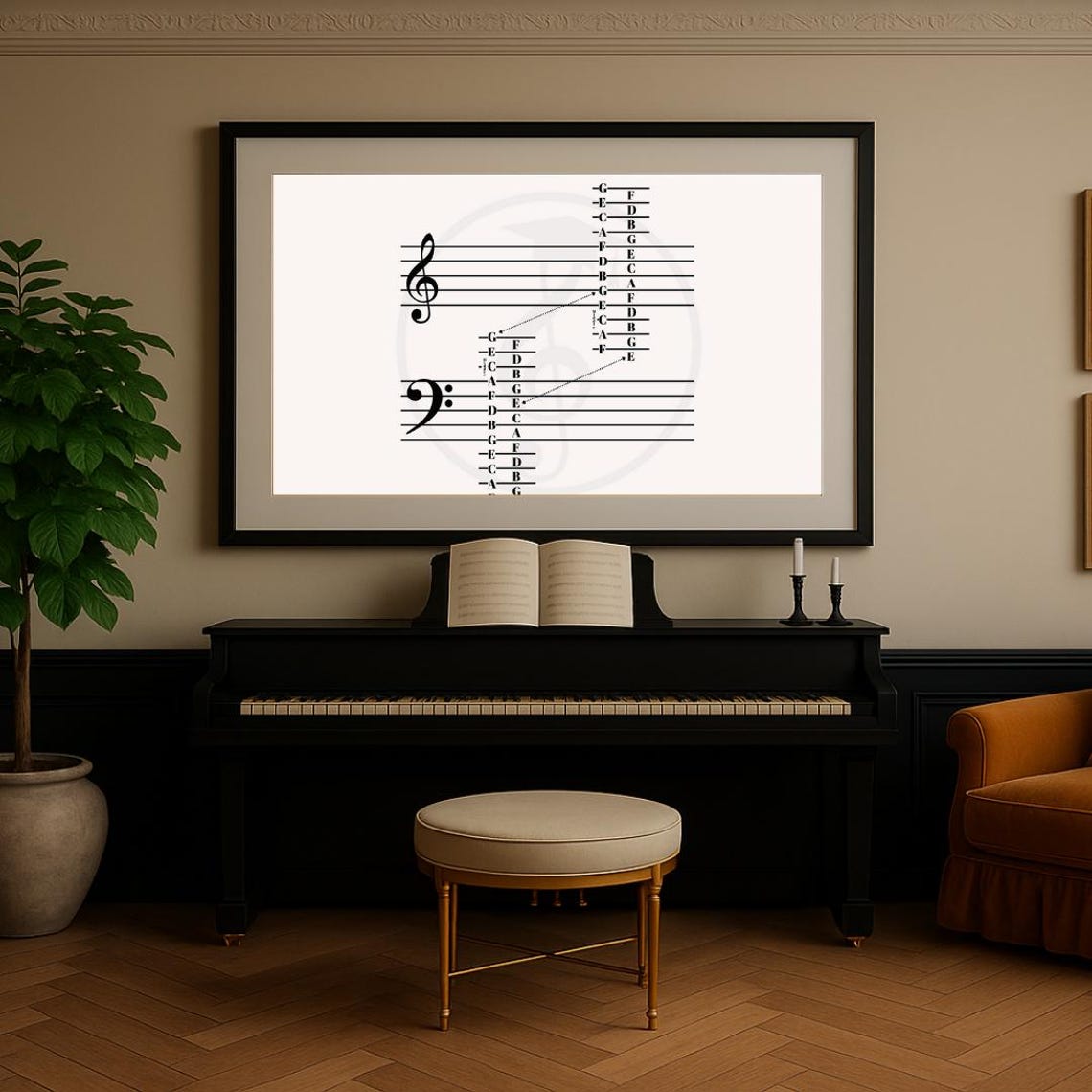 Piano Notes Chart for Beginners - Treble Clef and Bass Clef Reference ...