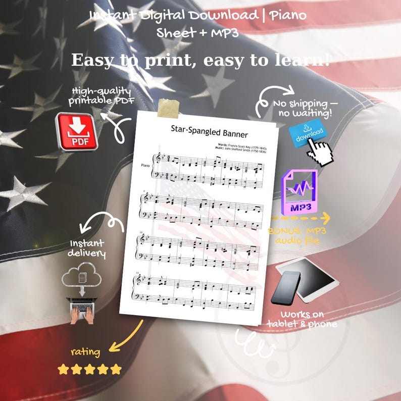 Star-spangled Banner Sheet Music - Easy Piano With Vocal and ...