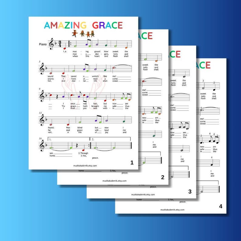 Amazing Grace - Grade 0 Very Easy Piano Sheet Music for Beginners With ...