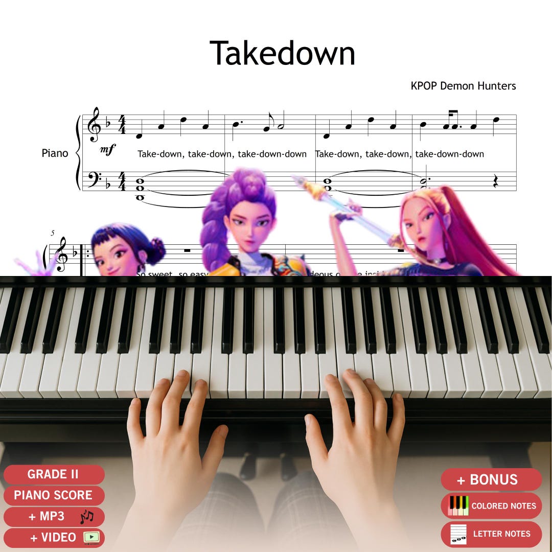 KPOP Takedown – Demon Hunters | Grade 1 Easy Piano Sheet | Teaching ...