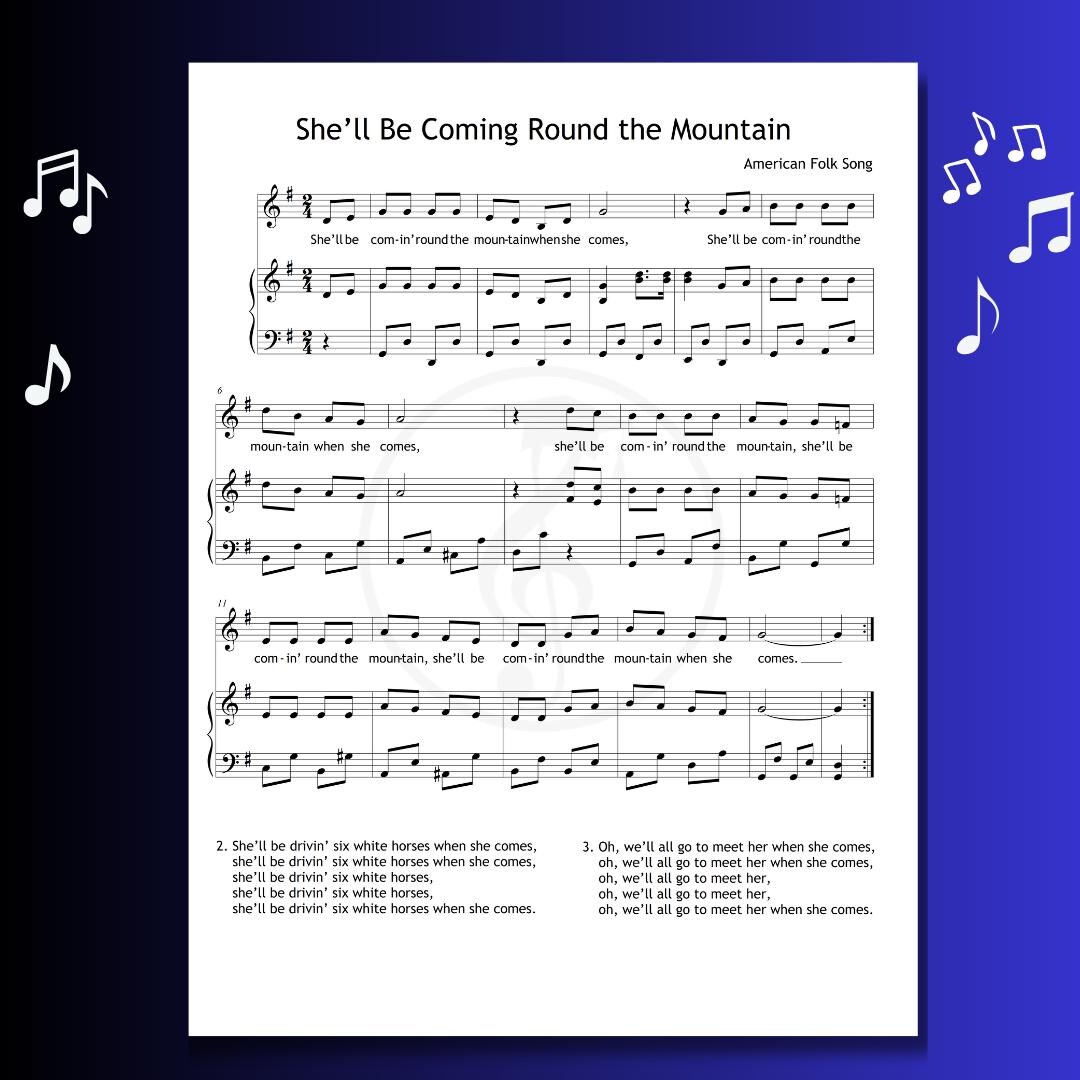 She’ll Be Coming Round the Mountain - American Folk Song for Piano ...