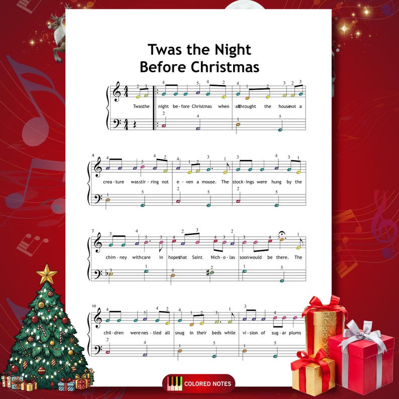 Twas the Night Before Christmas – Grade 1 Easy Christmas Piano Sheet ...