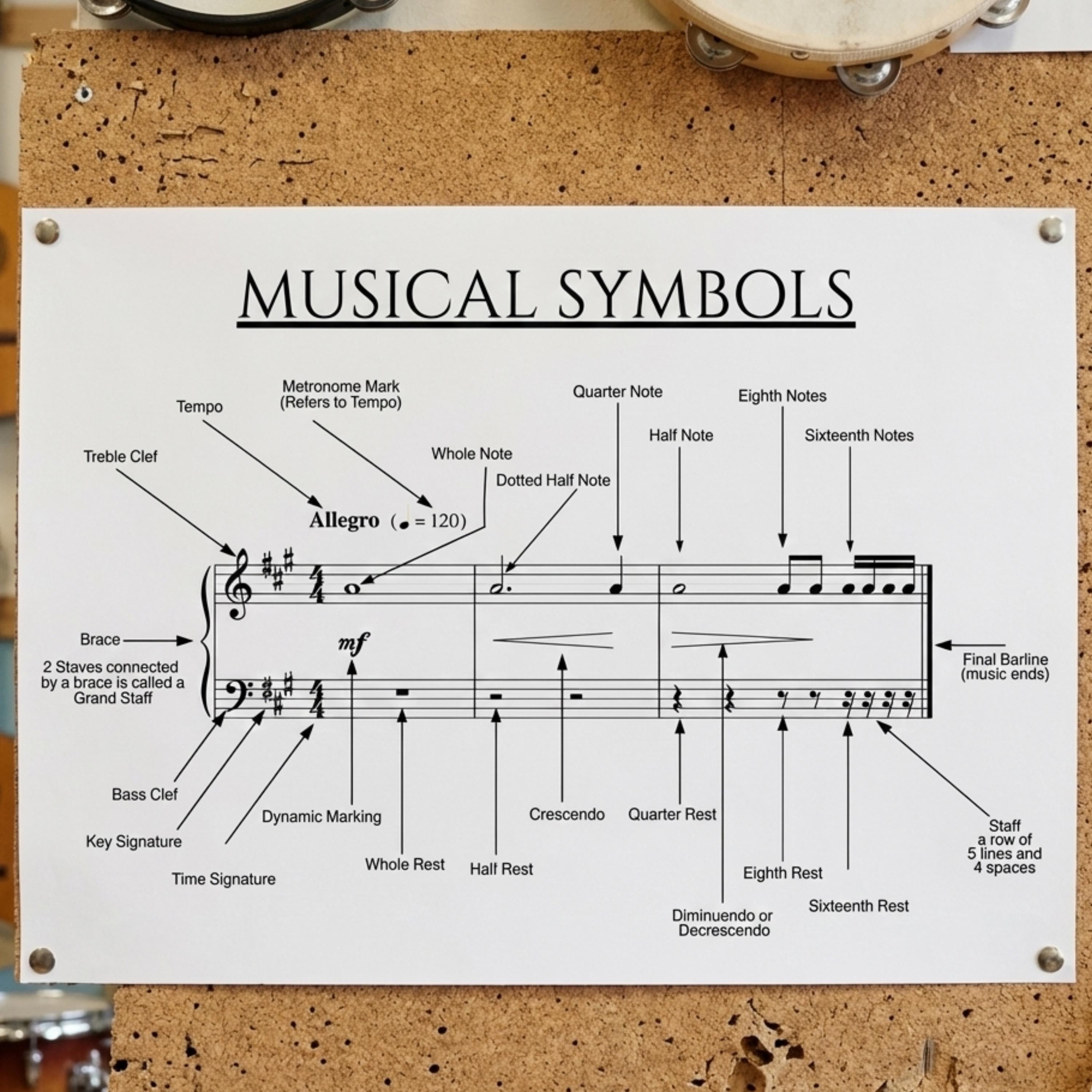 Music Symbols Teaching Chart – Classroom Music Theory Reference for ...