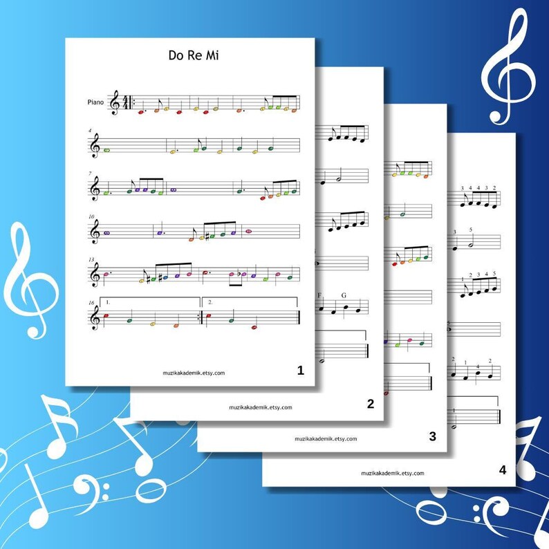Do Re Mi - Beginner Piano Sheet Music With Note Names Fun Colorful ...