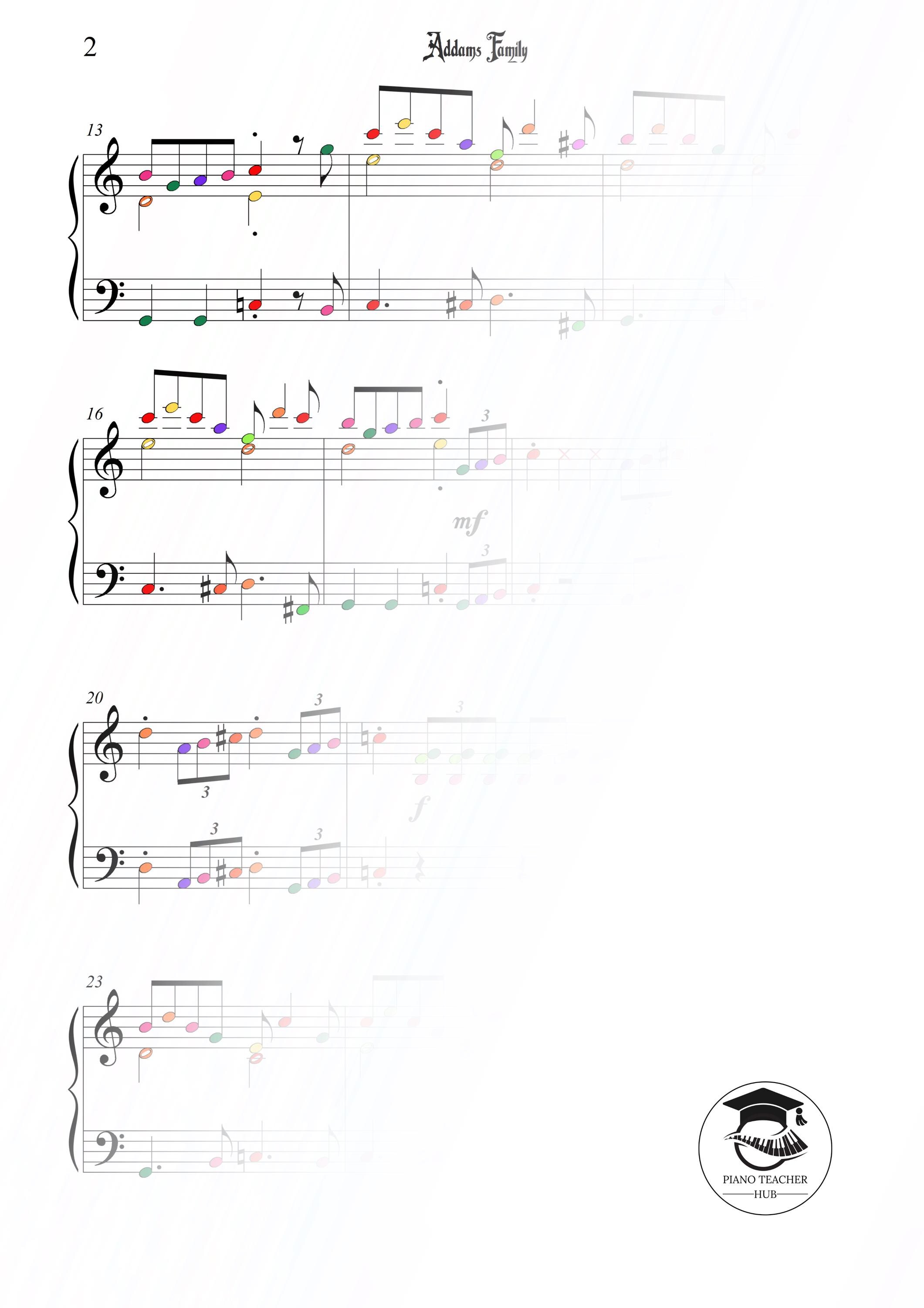 Addams Family Theme | Grade 1 Easy Piano Sheet Music | Simplified ...