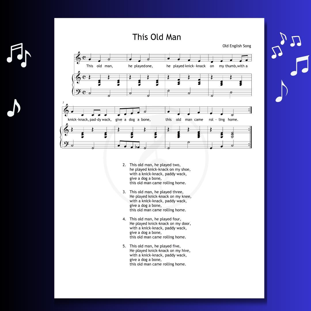 This Old Man - Traditional English Counting Song for Piano, Voice ...